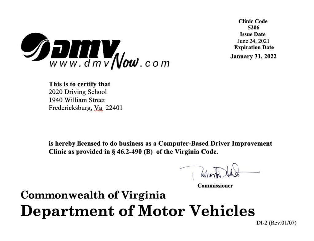 Virginia Online Driver Improvement Class - 2020 Driving School