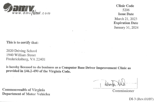 Virginia Online Driver Improvement Class - 2020 Driving School